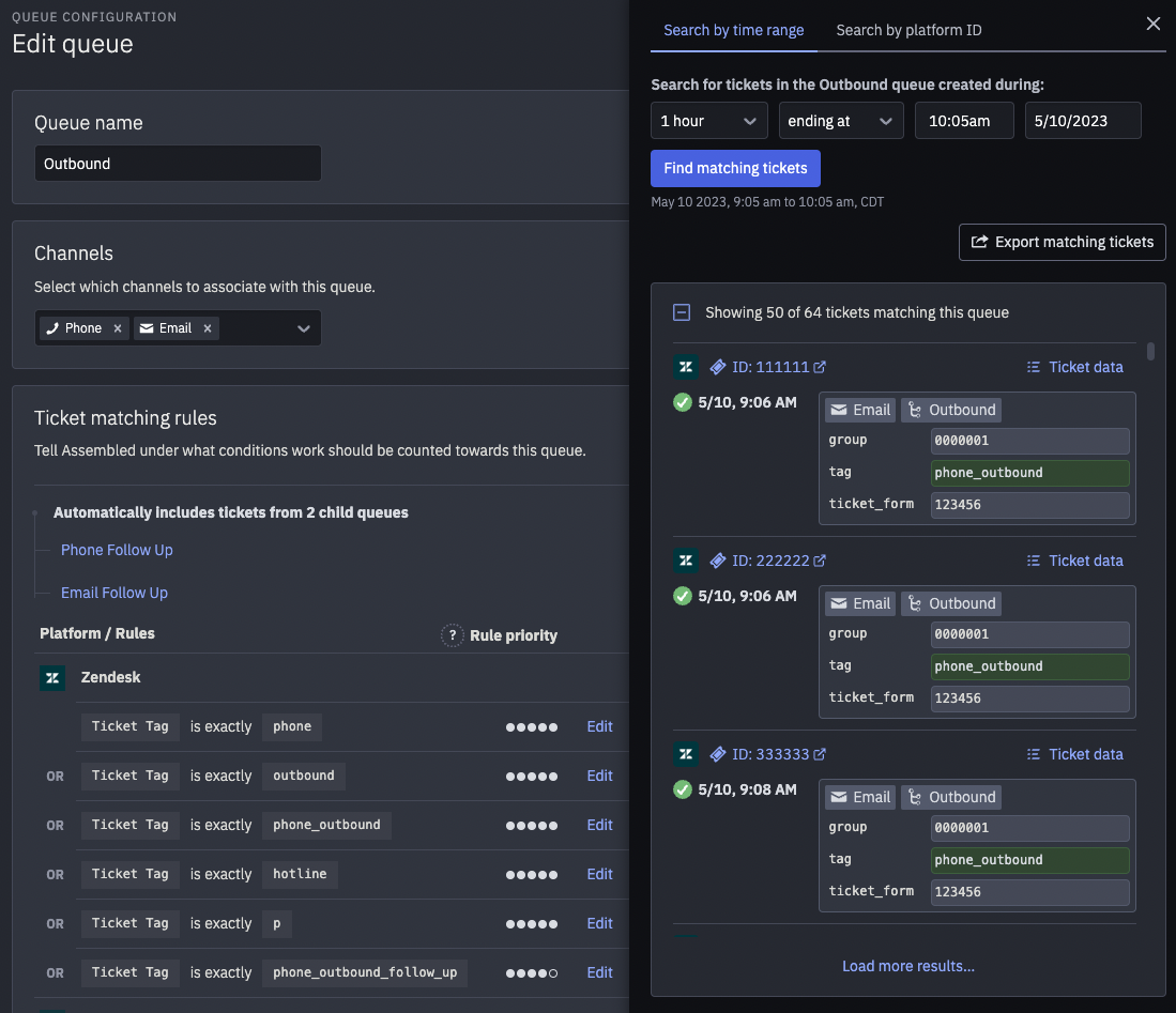 Queue configuration & ticket exclusions – Assembled