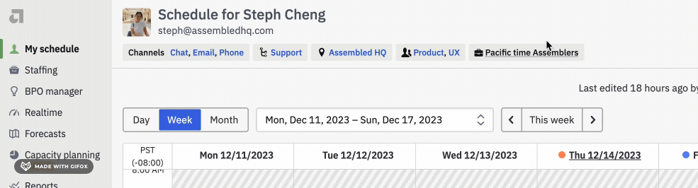 Agent shift patterns – Assembled
